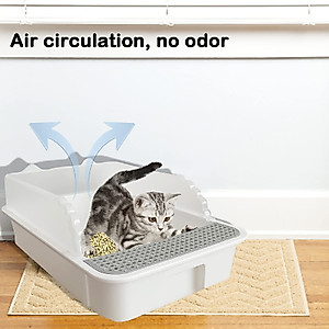 MUYG Open Cat Litter Box with High Side,Heightening Anti-Splashing Cats Litter Pan,Kitten Toilet with Litter Sifting Scoop,Semi-Enclosed Removable Kittens Litter for Boxes Easy to Clean No Odor