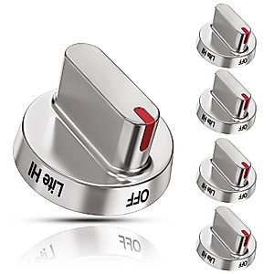 Upgraded DG64-00472A Stove Knobs Stainless Steel Compatible with Samsung Gas Range Oven Stove Replaces DG64-00347A,AP5949480,PS10058981 Fits FX510BGS FX710BGS NX58F5500SS Replacement knobs (5 Pack)