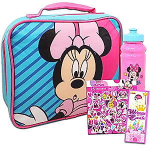 Minnie Mouse Lunch Box for Girls Set - Minnie Mouse Lunch Box, Water Bottle, Stickers, More | Minnie Mouse Lunch Bag
