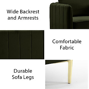 Hdxdkog 85" Velvet Sofas Couches for Living Room, Modern Sofas & couches with Ergonomic Design Backrest and Thickened Cushion, 3-Seat Sofa, Load Capacity 800 LBS (Green, Loveseat Sofa)