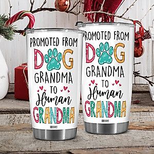 BECHUSKY Gifts For Grandma, Grandma Gift Tumbler, New Baby Reveal For Grandma, Stainless Steel Tumbler 20oz, Pregnancy Announcement, Cute Mom Nana Mimi Women Woman Grandmother Mothers Day Future V2