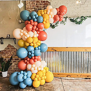 Here Comes the Son Baby Shower Decorations JOGAMS 182Pcs Retro Blue Orange Yellow Balloons for First Trip Around The Sun Sunshine Here Comes The Son Theme Baby Shower Birthday Party Decorations