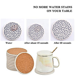 12 Pcs Ceramic Tiles for Crafts Coasters, Absorbent Stone Coaster Blanks for Crafts, 4inch Ceramic White Tiles Unglazed with Cork Backing Pads, Decorate Your Own Coaster DIY Project