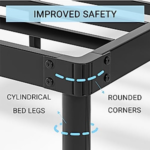 SunnyDaze 14 Inch High Platform California King Bed Frames No Box Spring Needed, Metal Cal King Bed Frame, Heavy Duty, Easy Assembly, Noise Free, Black