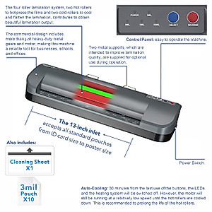 SINCHI 55-Second Warm-up, 13-inch Business Laminating Machine for 3-10 mil Laminating Sheets, 40 inches/Minute high Speed Thermal laminator Machine for Home/Office/School, Hot & Cold Lamination