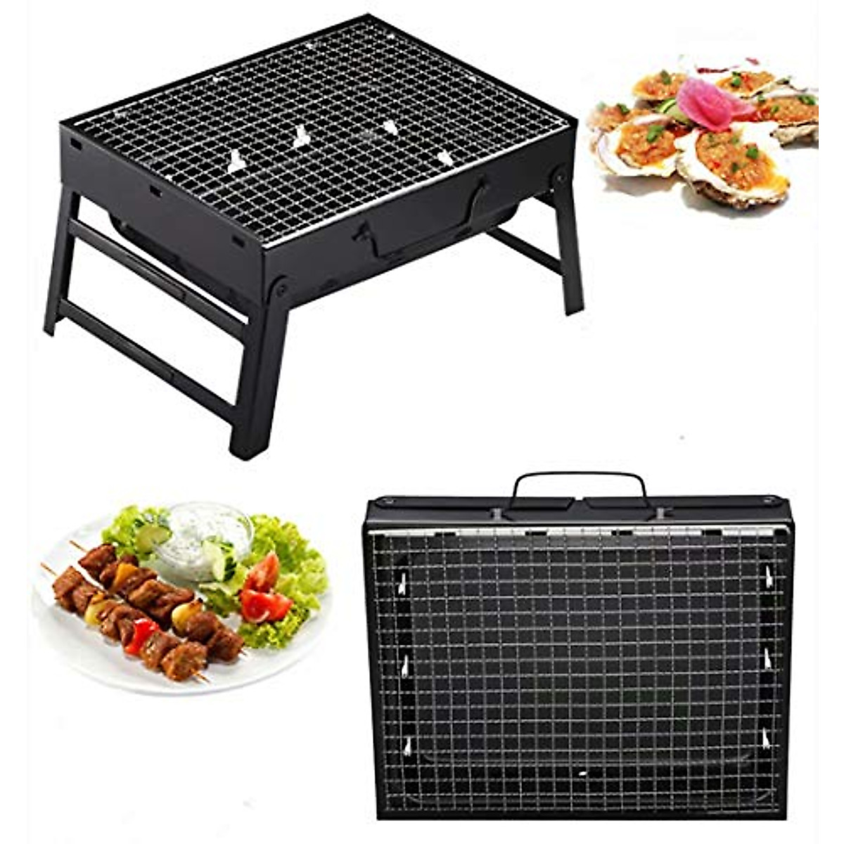 Charcoal Grill Barbecue Portable Grill, Stainless Steel Folding BBQ Grill Tabletop Outdoor Camping Picnic Burner