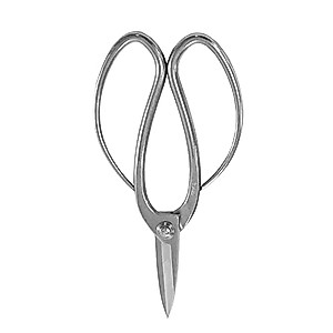 KAKURI Bonsai Trimming Scissors 7.2" (185 mm) Professional Bonsai Tool, Japanese A8 Stainless Steel, Silver, Made in JAPAN