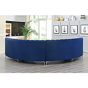 Legend Vansen Velvet Sofa for Living Room Oversized Round Shape Sectional, 142" L x 31" D x 36" H, Blue
