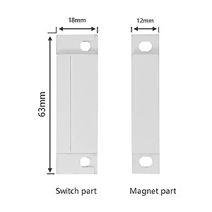 WESUA 5 Pack Surface Mounted NC Magnetic Door Contacts Switch Sensor for Alarm