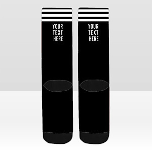 LoveHujiu Custom Stripe Sports Socks Personalized Socks With Text Funny Crew Sock Birthday Christmas Novelty Socks Gifts For Men Women