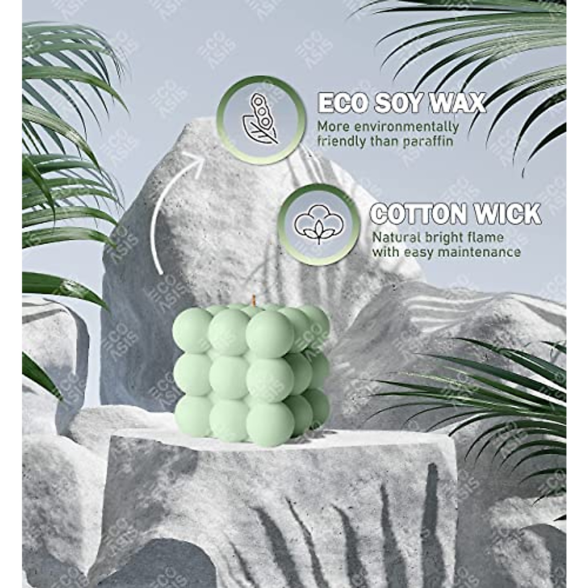 Bubble Candle Bundle Pack of 2, Trendy Home Decor Candle, Bergamot & Ylang-Ylang Essential Oil Scented Aromatherapy, Premium Handmade Soy Wax Rubik's Cube Candle