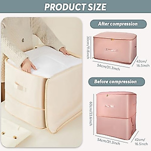 2 Pcs Ultra Space Saving Self Compression Organizer, Comforter Storage Bag, Moving Bag for Comforters, Clothes, Blankets, Bedding, College (X-Large, Gray)