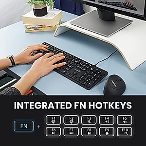 Perixx PERIBOARD-331 Wired Backlit USB Keyboard, Slim Design with Big Font Keys, White Illuminated LED, US English Layout