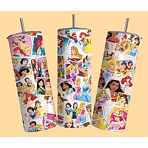 Princess Floral 20Oz-30Oz Skinny Tumbler Stainless Steel, Magic Castle, Custom Your Name Princess Tumbler Stainless Steel Gifts For Men Women, Little Girl On Birthday (Color 4)