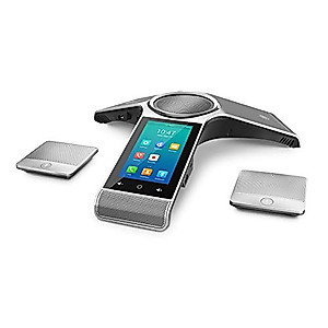 Yealink CP960-WirelessMic Conference IP Phone, 2 Wireless Expansion Microphones. 5-Inch Color Touch Screen. 802.11ac Wi-Fi, 802.3af PoE, Power Adapter Not Included