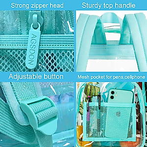 Clear Backpack, Heavy Duty PVC Transparent Bookbag, Waterproof See Through Backpacks for Women - Green