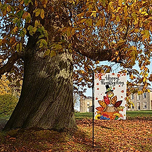 Happy Thanksgiving Garden Flags 12.5 x 18 Inch, Be Thankful Thanksgiving Flag Double Sided Decorative Turkey Fall Garden Flag for Thanksgiving Day Harvest Fall Autumn Yard Outdoor Decor