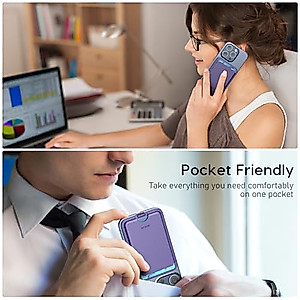 NIYEVN Magnetic Cardholder Wallet for iPhone - Leather Cellphone Magnet Wallet with Adjustable 3 Card Holder Stand Compatible with MagSafe Wallet for Back of Apple Phone 15/14/13/12 Series 丨 Purple