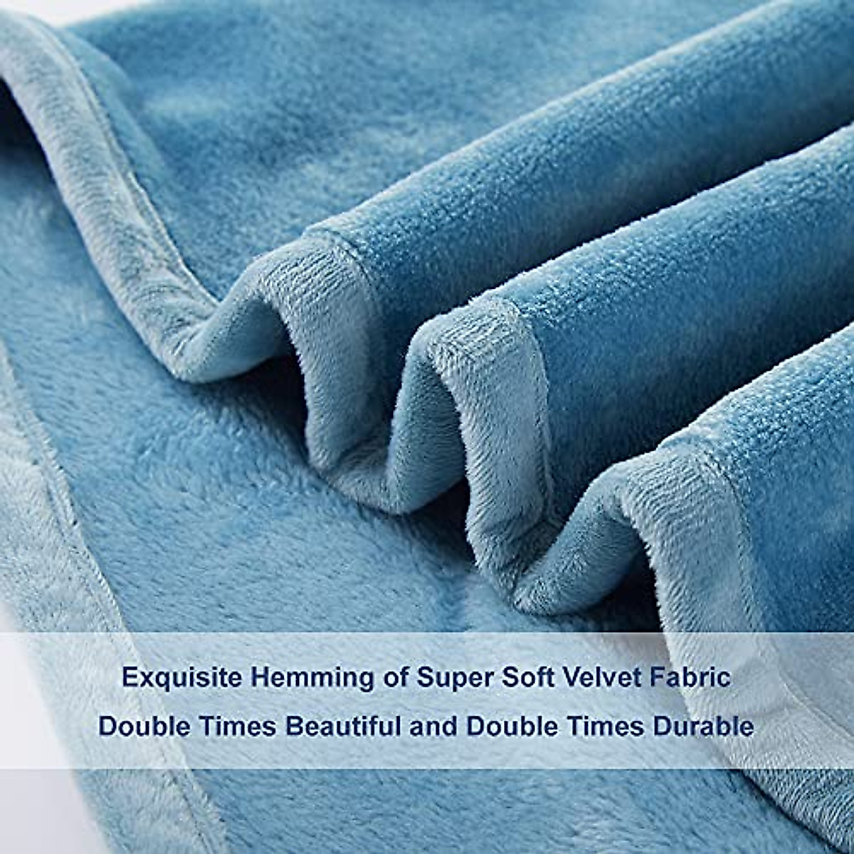 Surii Home Luxury Microfiber Flannel Blanket, Super Soft, Warm, Cozy, Fluffy, and Breathable, Perfect Throws for Bed, Couch, Sofa, for All Season Use. 350GSM Travel Size 50x60 Inches(Sky Blue)