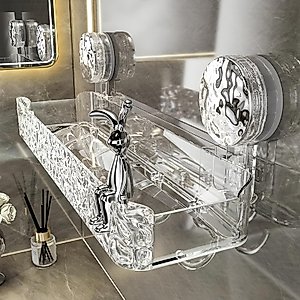 Shower Caddy Storage Rack without Drilling, Clear Shower Shelf with Suction cup, Wall Mounted Shower Rack, Shower Organizer - light luxury style glacier pattern Storage Caddy - Bathroom, Kitchen, room