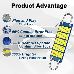 Anourney 561 Led Bulb,Super Bright White 4014 Chips Latest 44mm Rigid Loop 1.73in Festoon bulbs,Replacement for Car Interior Map Dome Courtesy Lights,561 562 567 Led Bulbs(Pack of 4)