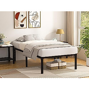 QEROMY 18-Inch Twin-Bed-Frame, Metal Platform Bed Frame Twin, Quick & Easy Assembly, Heavy Duty Bed Frame No Box Spring Needed, Noise-Free, Black