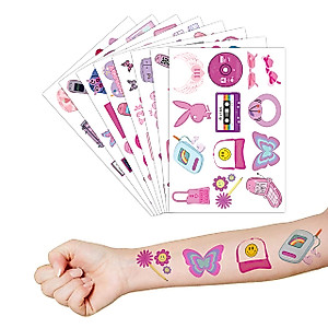 Y2K 2000 Temporary Tattoos for Teen Girls | 96PCS Birthday Party Decorations Supplies Party Favors 00s Pink Cute Gifts Classroom School Prizes Themed Christmas Tattoos Sticker