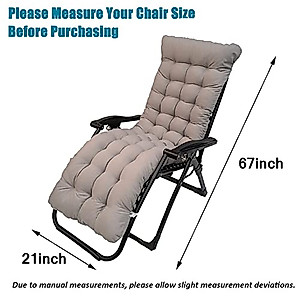 Sun Lounger Chair Cushions,67-inch Lounge Chaise Cushion Sun Lounger Mattress with Non-Slip Back Elastic Sleeve for Garden Outdoor/Indoor/Sofa/Tatami/Car Seat/Bench (Gray)