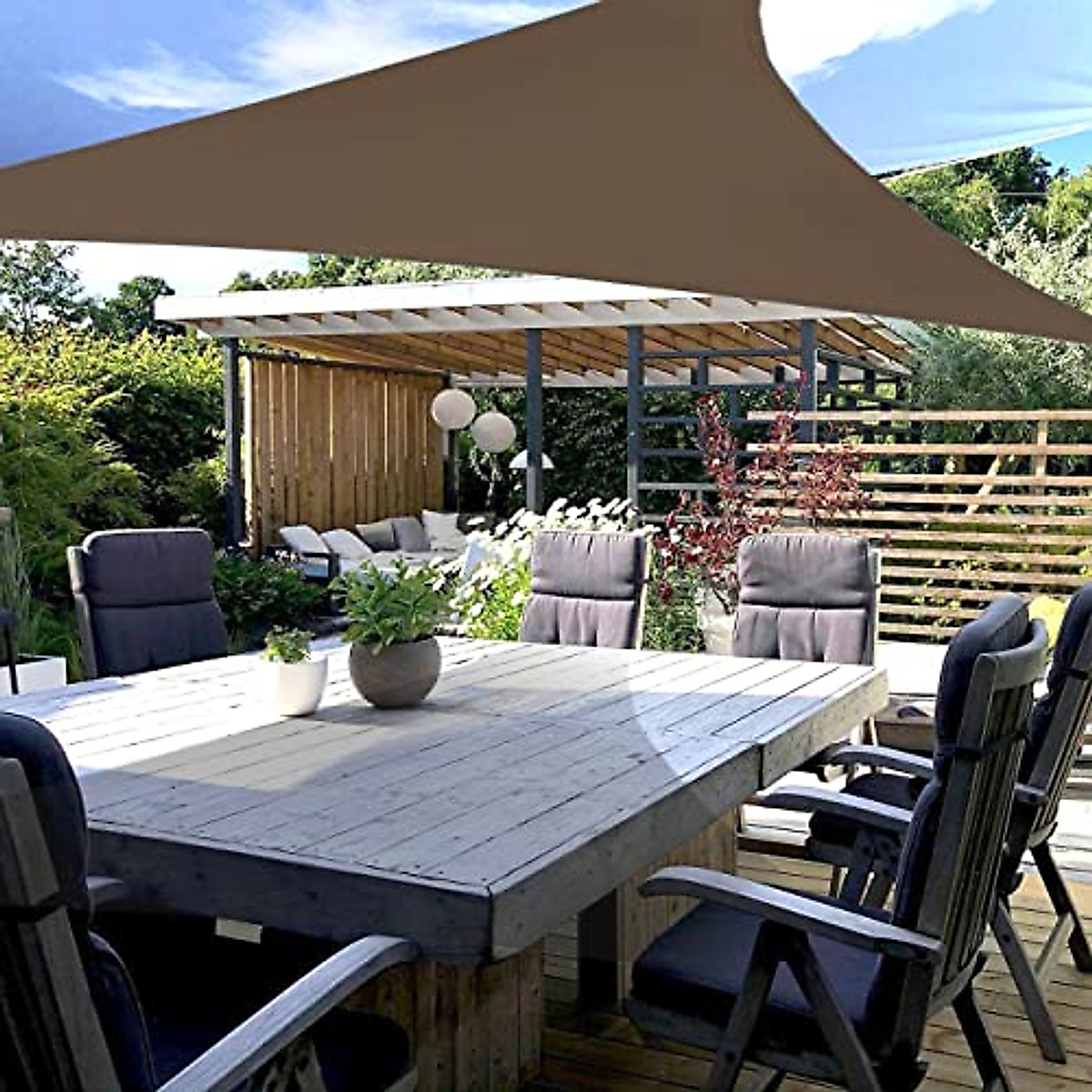 BeQell Sun Shade Sail Outdoor Triangle Shade Canopy UV Block Awning for Patio Garden Backyard Lawn (16.5'x16.5'x16.5', Brown)