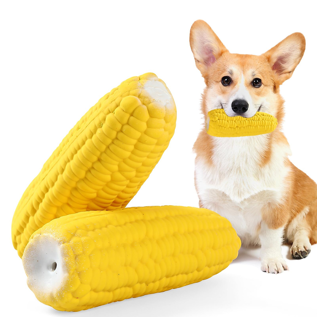 Corn Shaped Dog Toy-Interesting to Attract Dogs' Attention Corn Chew Toy for Pets, Resistant to Biting and Not Hurting Teeth Puppy Teeth Grinding Toys,Sounding Pet Squeaky Toy for Dog