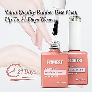 FZANEST Diamond Gel Top Coat and Clear Rubber Base Gel Polish For Nails Set,Builder Base Gel In A Bottle and No Wipe Top Coat Nail Polish Kit,Long Lasting Base Coat Ultra Shine Finish UV LED Soak Off
