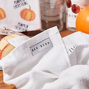 Rae Dunn Set of Hand Towels for Kitchen and Bathroom, 100% Cotton, Embroidered Dish Towels, Decorative Hand Towels, Pumpkin Everything, 3 Pack