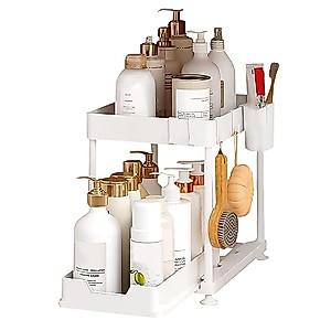 Kitchen Storage Stand, Under Sink Organizer, Light Weight Products Cabinet, Double Layer Storage Shelf, Adjustable Shelf Rack 15.4912.6 inches, Under Kitchen or Sink Organizer and Storage