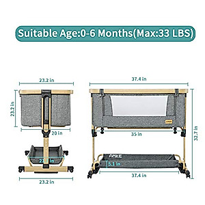 AMKE 3 in 1 Baby Bassinets, Bedside Sleeper for Baby, Baby Crib with Storage Basket for Newborn, Easy Folding Bassinet for Baby and Safe Co-Sleeping,Adjustable Portable Baby Bed,Travel Bag Included