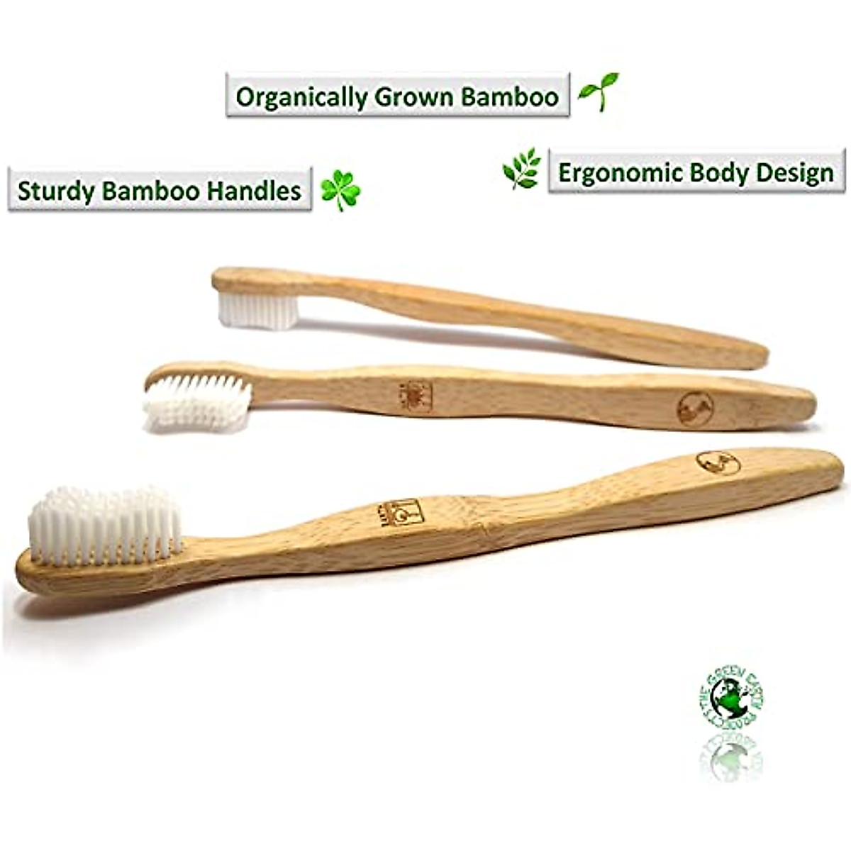 Organic Bamboo Toothbrushes - Eco-Friendly & Compostable 100% Biodegradable Wooden Handles - Durable BPA-Free Medium Soft Bristles - Vegan Manual Toothbrush for Adults with Sensible Gums (6Pack)
