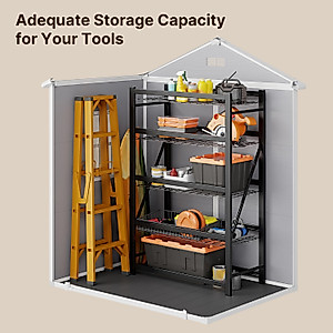 Gizoon 6x4.4 FT Plastic Outdoor Storage Shed, Resin Garden Tool Sheds & Outdoor Storage House with Single Lockable Door, Resin Shed for Patio Furniture, Backyard Garden Patio Lawn, Grey