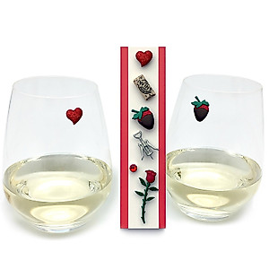 Magnetic Wine Glass Charms - Set of 6 Drink Markers - Unique Gift Idea for Her - Fun Birthday Present for Mom, Girlfriend, Best Friend, Sister, Aunt