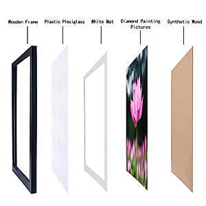 Mxtallup 40x40 Diamond Painting Frames Picture Wood,Display Pictures16x16 Inch/ 40x40 cm with Mat or 18x18 Inch/45x45cm Without Mat, Diamond Embroidery Photo Frame Diamond Art frames Black (TK007)