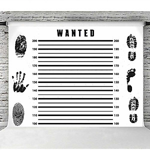 EMTOBT 7x5ft Detective Photography Backdrop Police Station Black Height Line Mugshot Suspect Fingerprint Clues Evidence Lead Register Mystical Party Background Photo Props BJDJEM0085