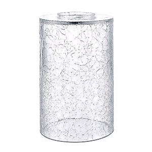 Skelang Clear Glass Shade, Light Shade with Crackle, Lampshade with 1-5/8" Fitter, Cylinder Replacement Shade for Pendant Light, Wall Sconce, Vanity Light, Table Lamp, Pack of 3