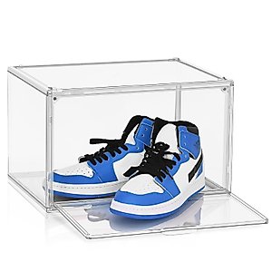 EDS FAM Shoe Boxes Clear Plastic Stackable 14.1 * 10.6 * 9in Acrylic Display Case for Sneakerheads Boot
