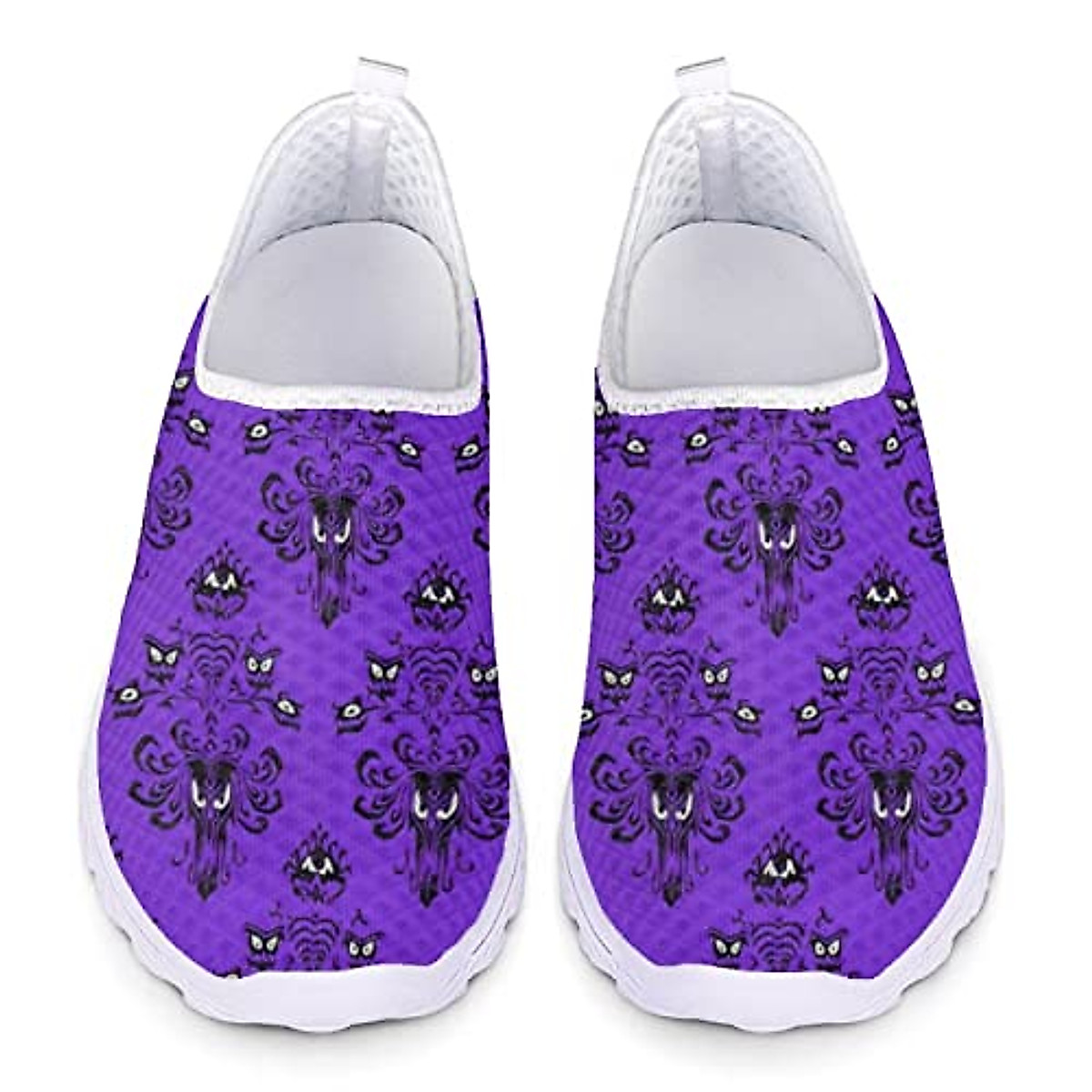 Uourmeti Womens Slip On Sneakers for Running Walking Tennis Shoes Haunted Mansion Halloween Casual Sport Shoes Size 8 Ladies Lightweight Comfort Loagers