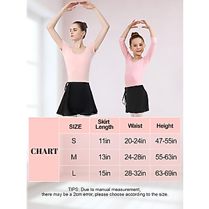 Soudittur Ballet Wrap Skirts Chiffon Dance Skirt for Toddler/Girls/Women (Black, Small)