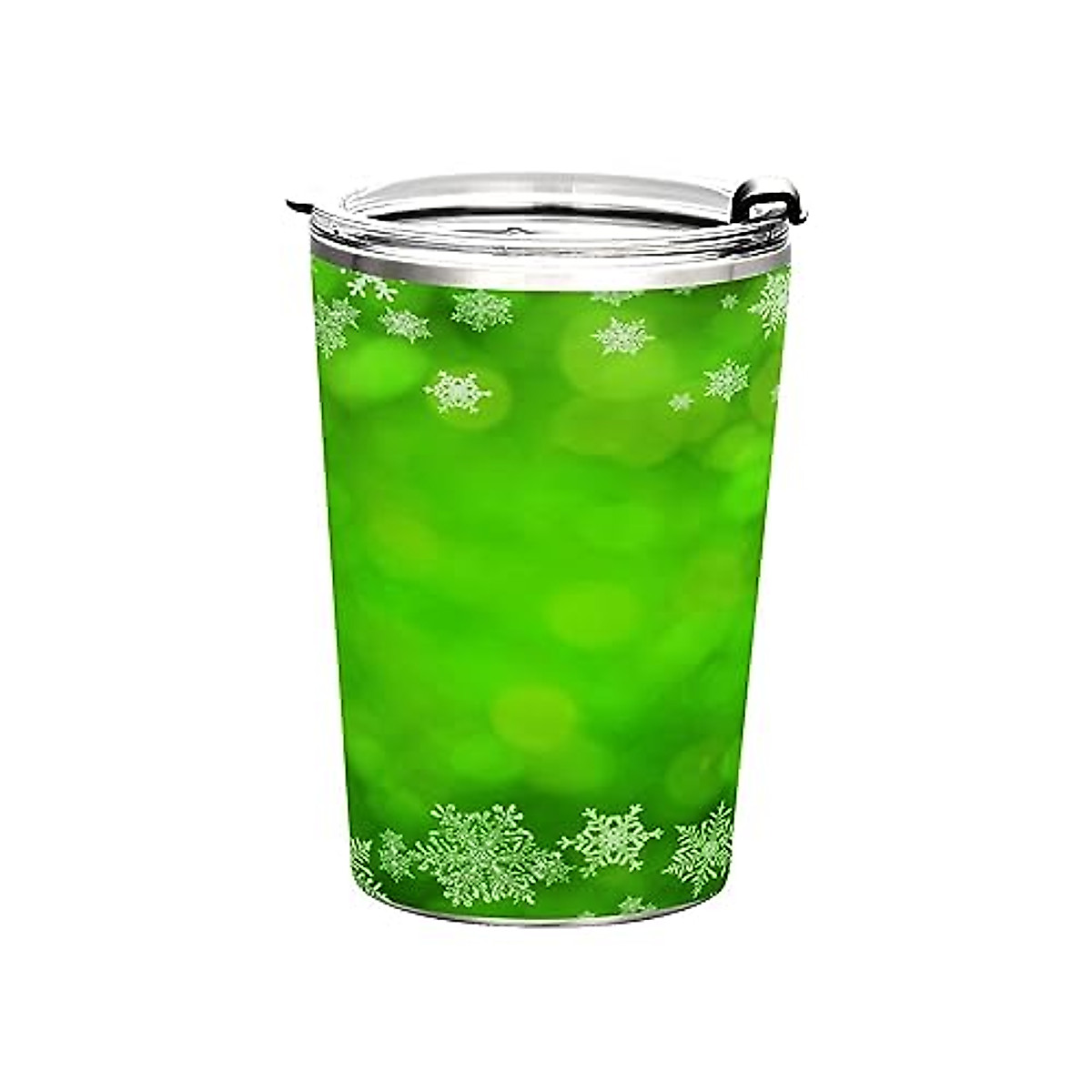 Jihqo Christmas Green Snowflake Tumbler with Lid and Straw, Insulated Stainless Steel Tumbler Cup, Double Walled Travel Coffee Mug Thermal Vacuum Cups for Hot & Cold Drinks 12oz