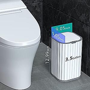 MOPALL Rechargeable Bathroom Trash Can,Motion Sensor Trash Can Automatic Touchless,White 3.5 Gallon Smart Garbage Can with Lid,Auto-Adsorption Slim Small Waste Basket for Bedroom,Bathroom,Kitchen