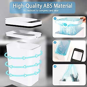 jinligogo Bathroom Small Trash Can with Lid, 2.6 Gallon Touchless Automatic Garbage Can Slim Waterproof Motion Sensor Smart Trash Bin for Bedroom, Office, Living Room-White