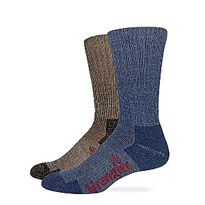 Wrangler Mens Ultra Dri Cushion Mid Calf Boot Socks 2 Pair Pack (Denim/Brown)