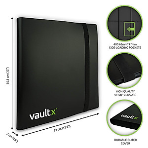 Vault X Binder - 12 Pocket Trading Card Album Folder - 480 Side Loading Pocket Binder for TCG (Black)