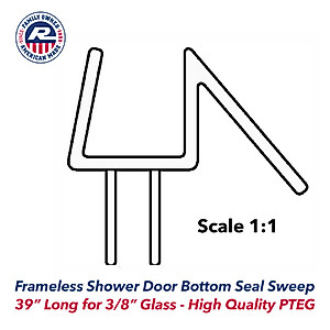 Randall Frameless Shower Door Bottom Seal Sweep 39inches Long for 3/8 inches Glass - Made in The USA - Stop Leaks and Water Coming Out of Shower