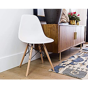 UrbanMod Mid Century Style Easy Assemble’ Modern DSW ErgoFlex ABS Plastic and ‘One Wipe Wonder’ Comfortable White Dining Chairs Meets 5-Star, Set of 2 (Natural)